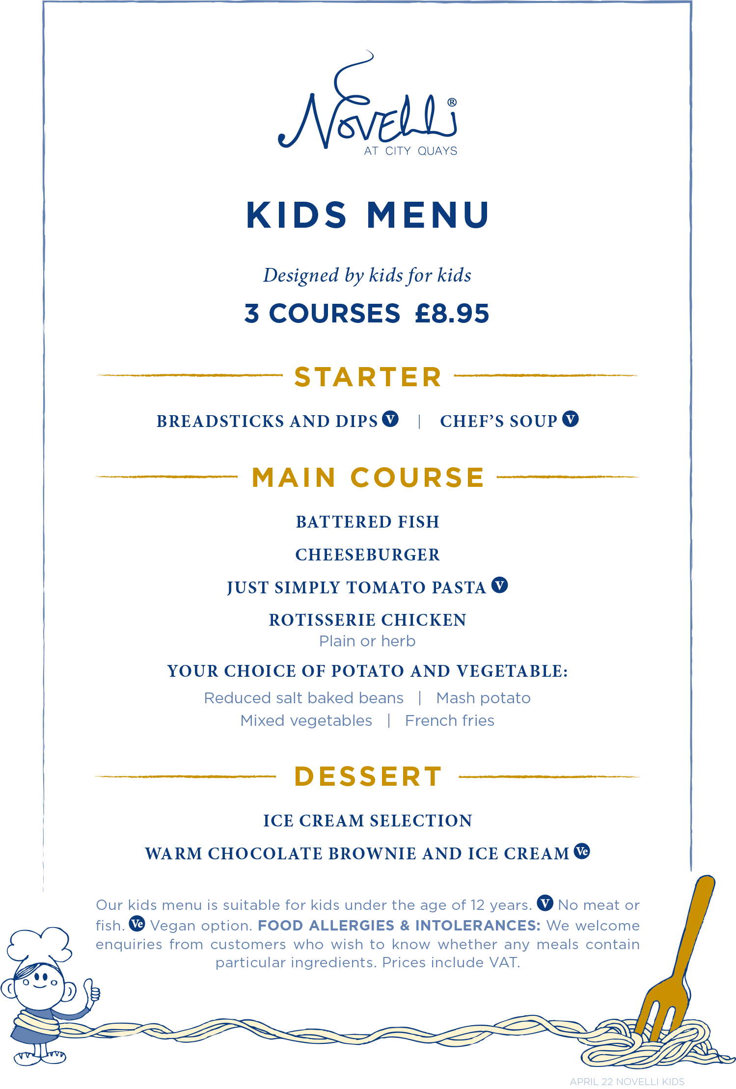 Kids Menu in Belfast - Download Our Menu - Novelli Restaurants